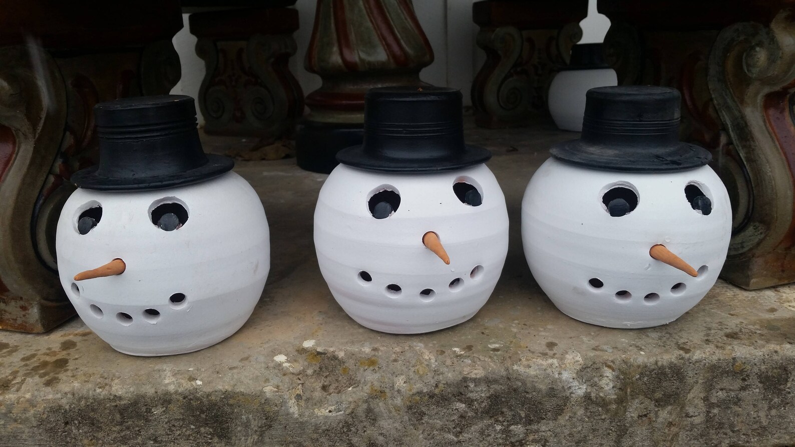 Craven Pottery 1 Gallon Terra Cotta Snowman With Black Hat - Etsy