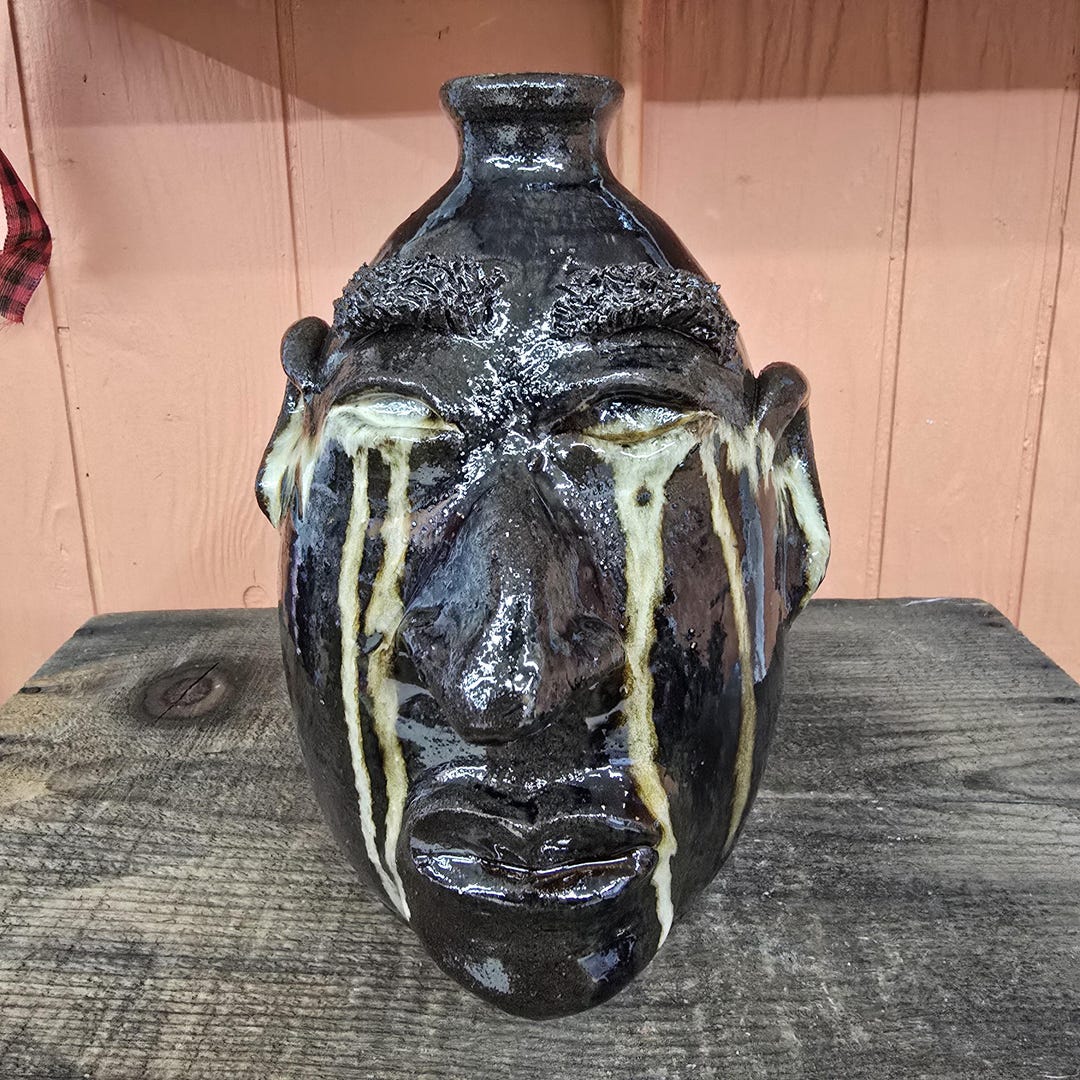 Sad Brown Glazed Crying Eyes Face Jug With Tears by Billy Joe Craven ...