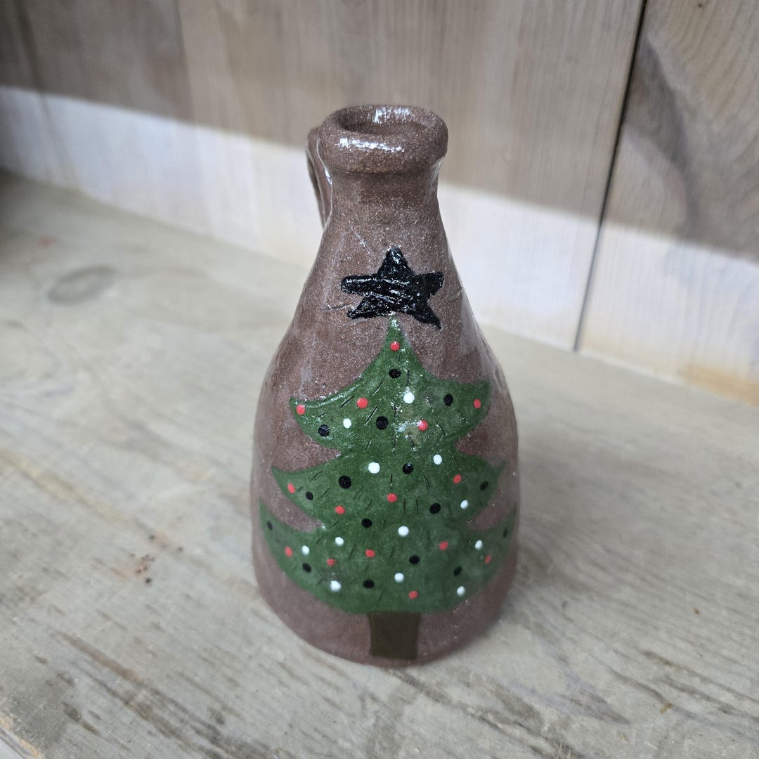 Folk Art Small Christmas Tree Jug Pottery by Heather Elyse Head 6 X 3. ...