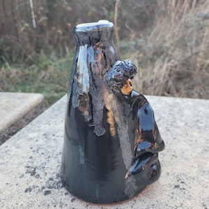 Weird Pottery Cyclops Black and Gray Face Jug With One Eye and Crooked ...