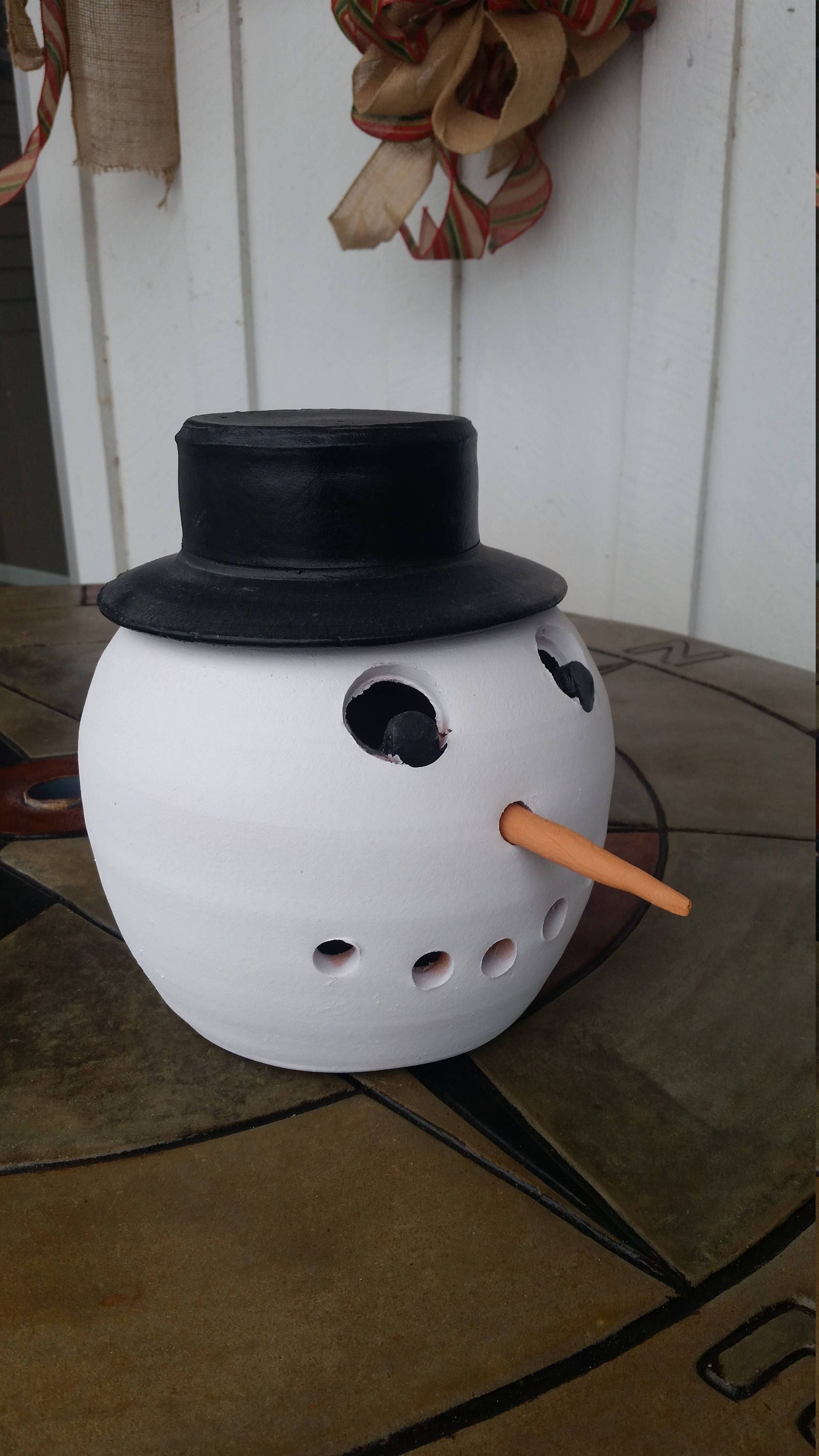 Craven Pottery 1 Gallon Terra Cotta Snowman With Black Hat - Etsy