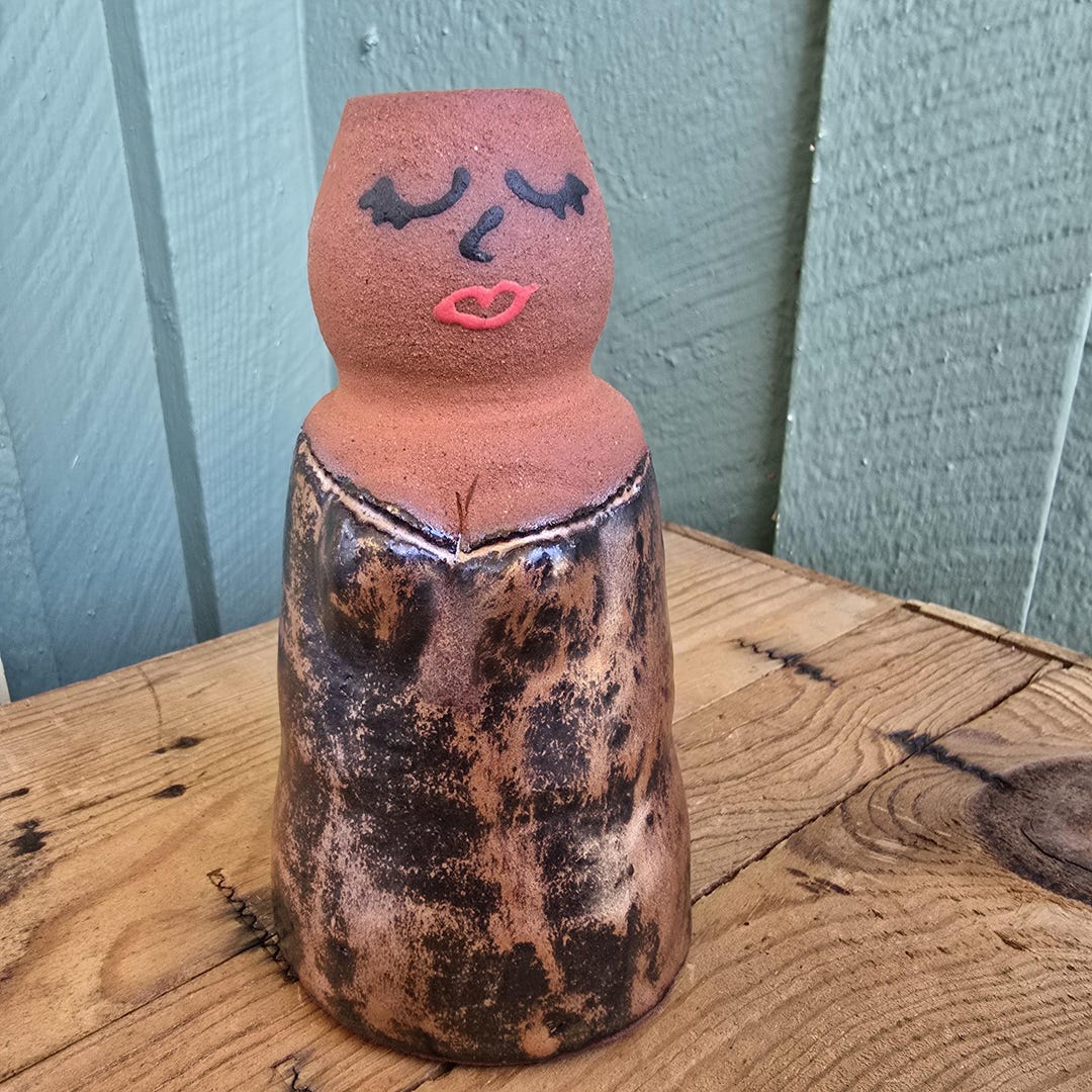 Busty Lady Vase Folk Art Pottery by Heather Elyse Head | 6" X 3" - Etsy