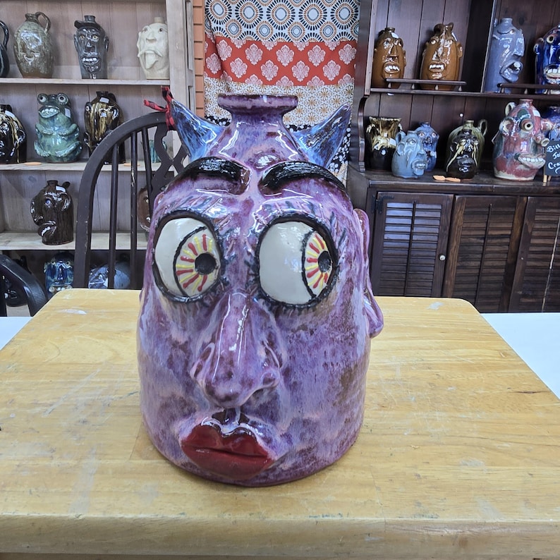 Handmade Devil Face Jug: Georgia Red Clay Folk Art, 7" - Etsy