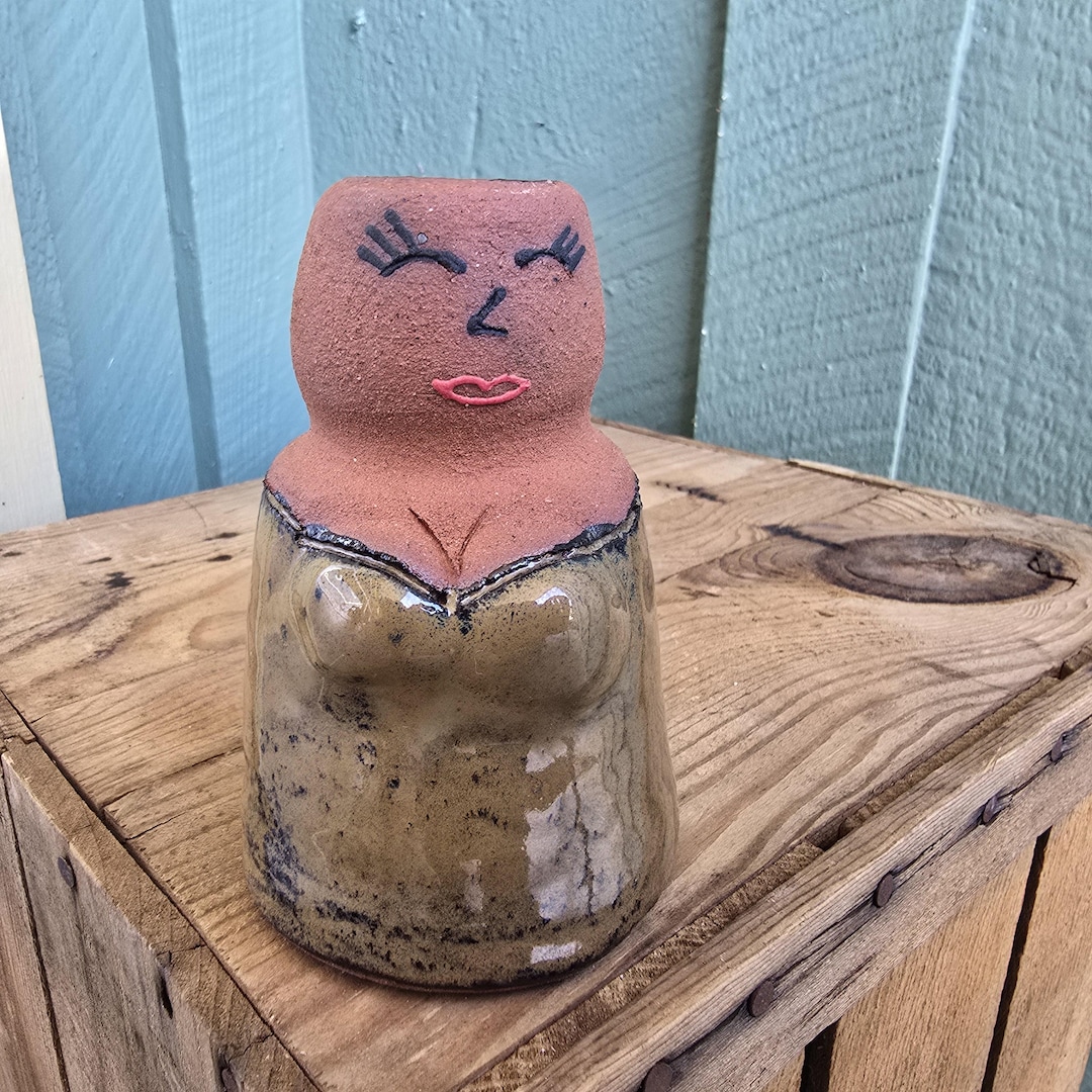 Busty Lady Vase Folk Art Pottery by Heather Elyse Head | 4.5" X 3" - Etsy