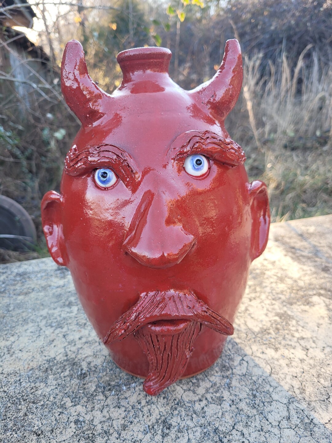 Red Glazed Devil Face Jug by Billy Joe Craven 11.75 X 8 - Etsy