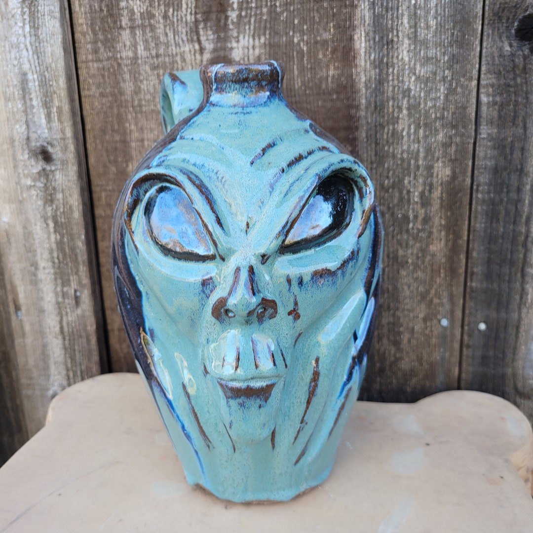 Alien Face Jug Folk Art Pottery by Dal Burtchaell - Etsy