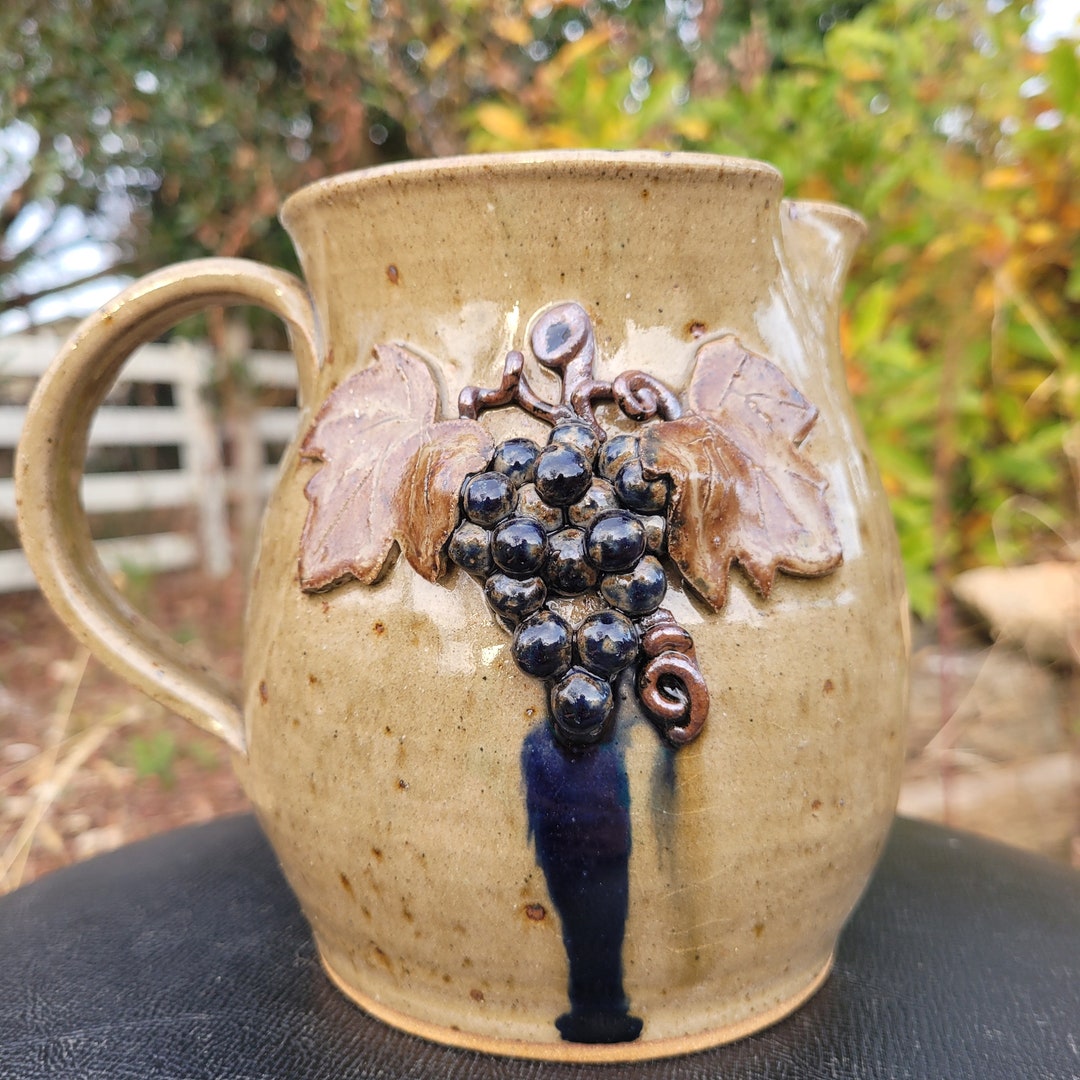 Folk Art Grape Pottery Pitcher Jug Vintage 1993 Dean's Pottery by ...