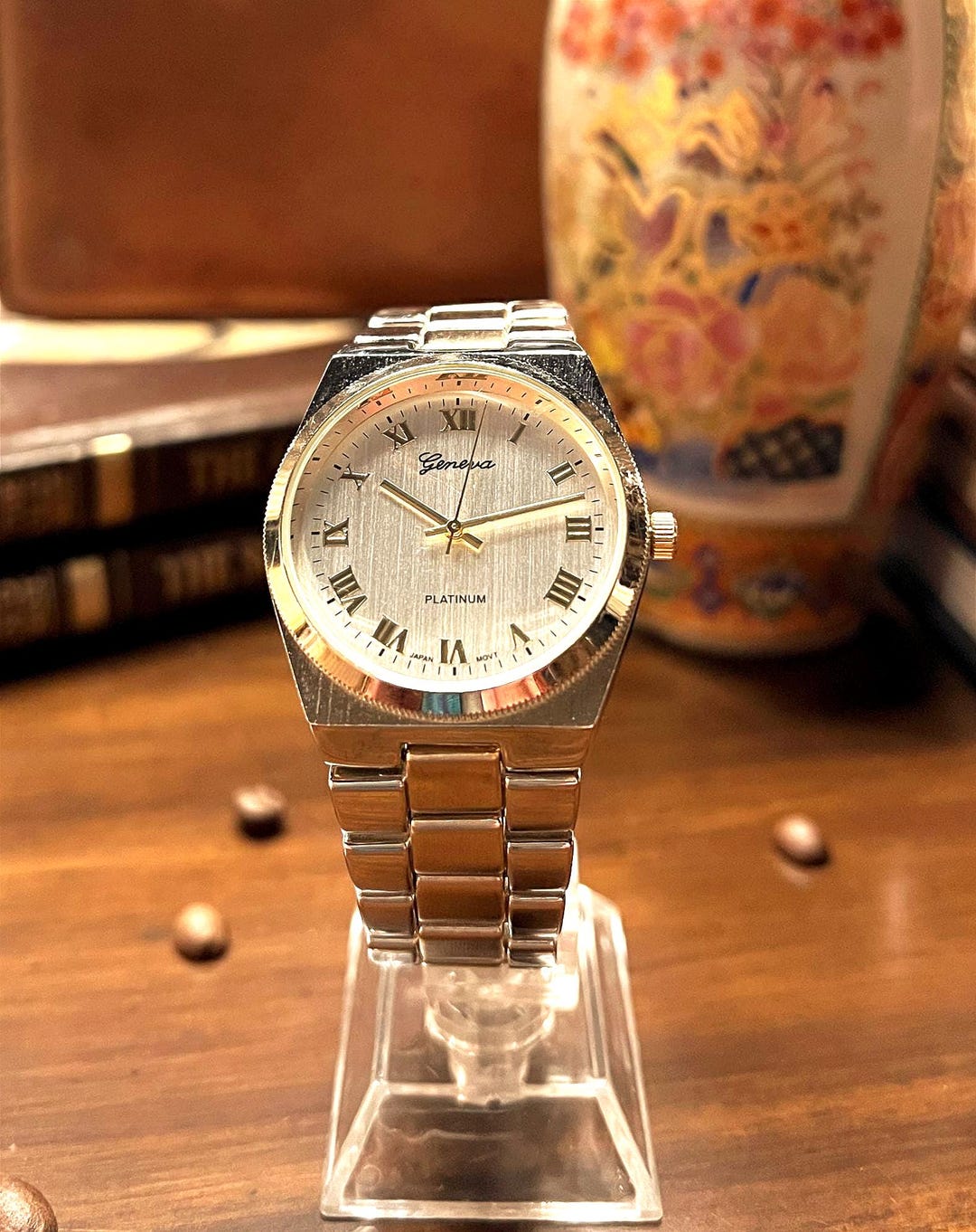 Timeless Elegance: Geneva Platinum Men's Watch - Etsy