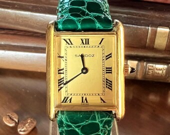 Vintage Square Watch / Sandoz Watch / Gold Mechanical Watch / Ladies ...