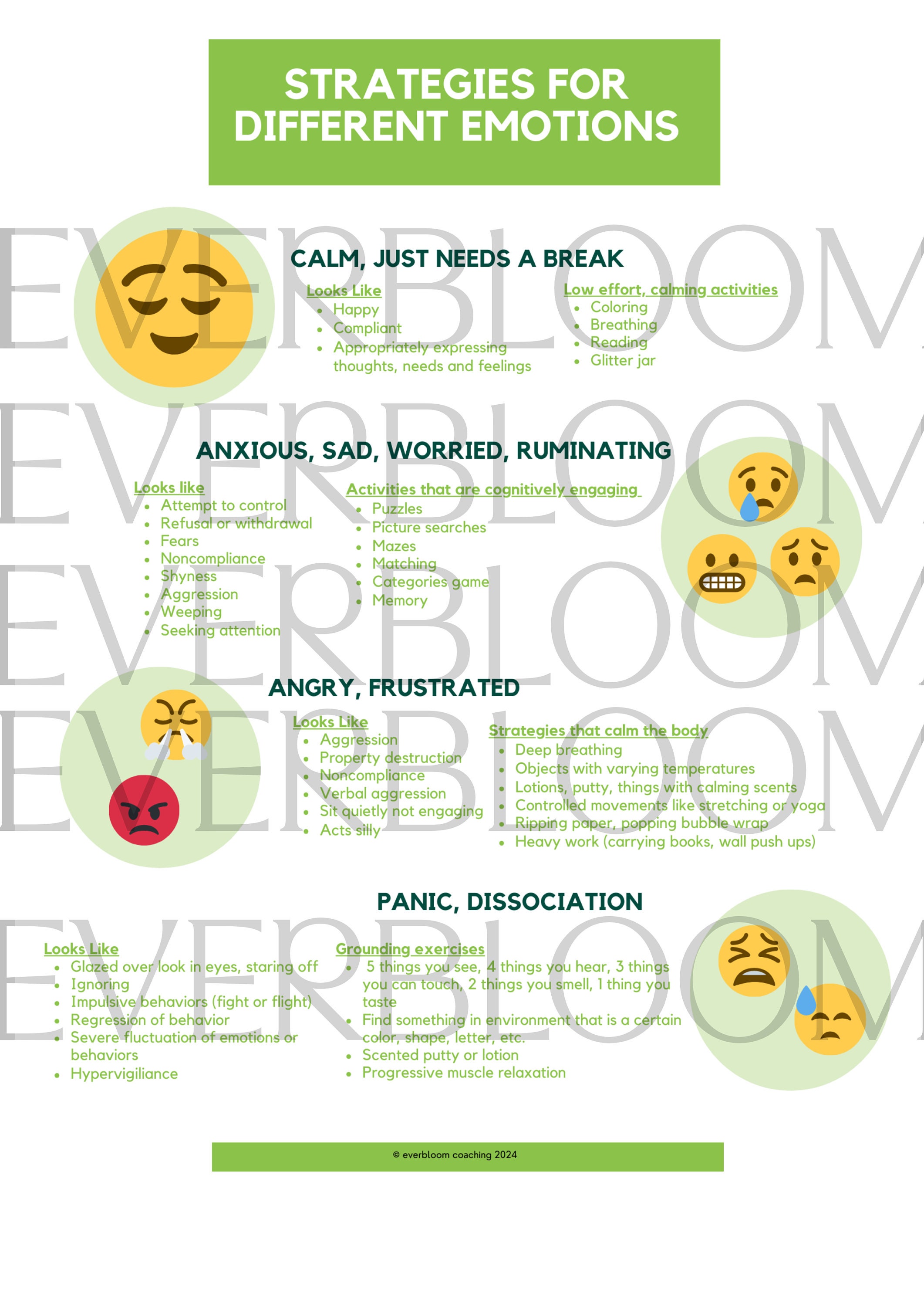 Emotion Strategies Cheat Sheet - Etsy