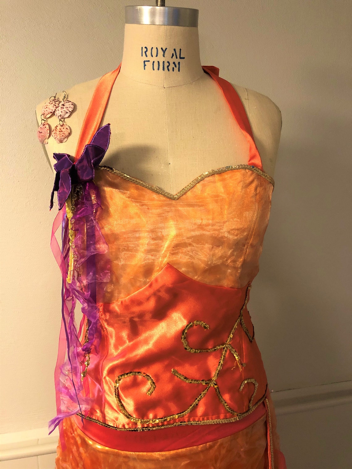 Glittery Orange Mermaid Costume Complete Set - Etsy