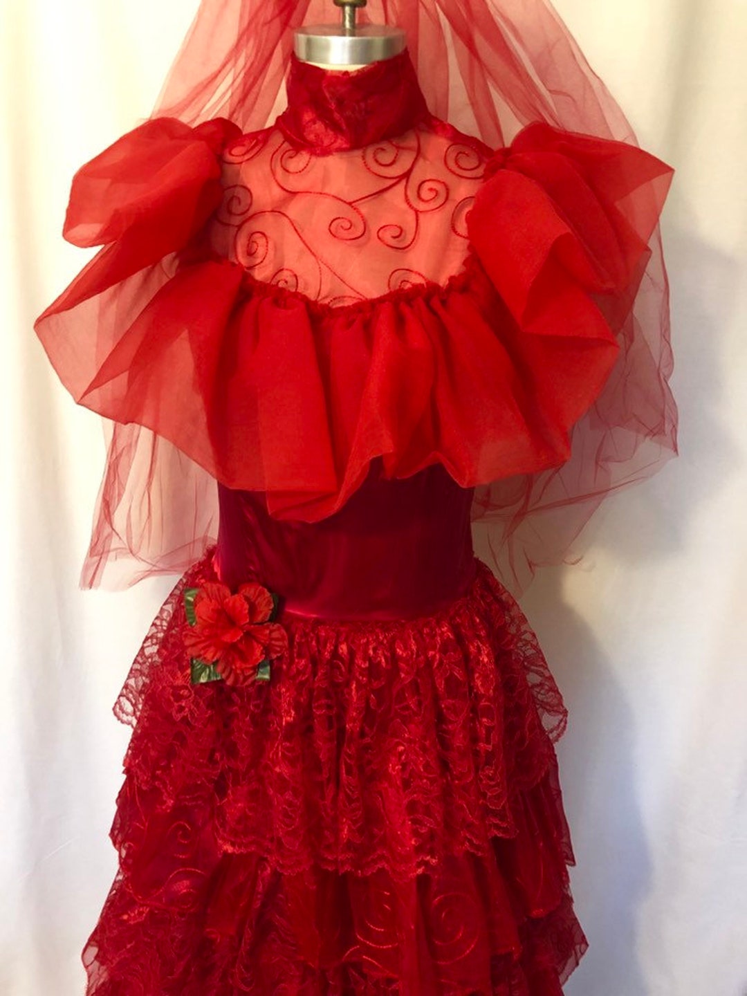 Red Lace Ruffled Wedding Dress Replica Cosplay Sizes 2-20 - Etsy