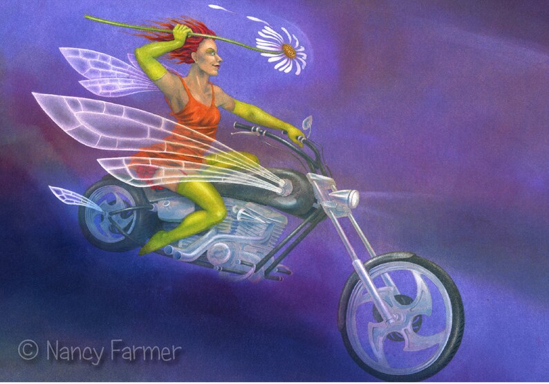 The Daisy Chopper Winged Fairy Motorbike Art Print in - Etsy Singapore