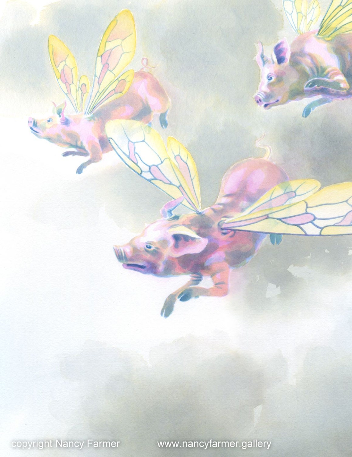 Flying Pigs! - "the Pigs of High Ham" - Art Print From a Painting by ...