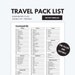 Editable Travel Packing List Template, Printable Checklist (PDF) - Etsy