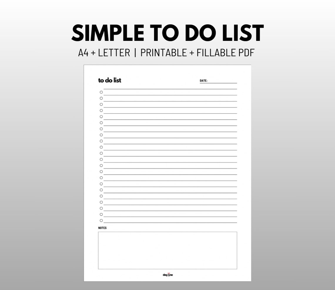 Simple to Do List Printable, Simple Tasks List Template, Productivity ...