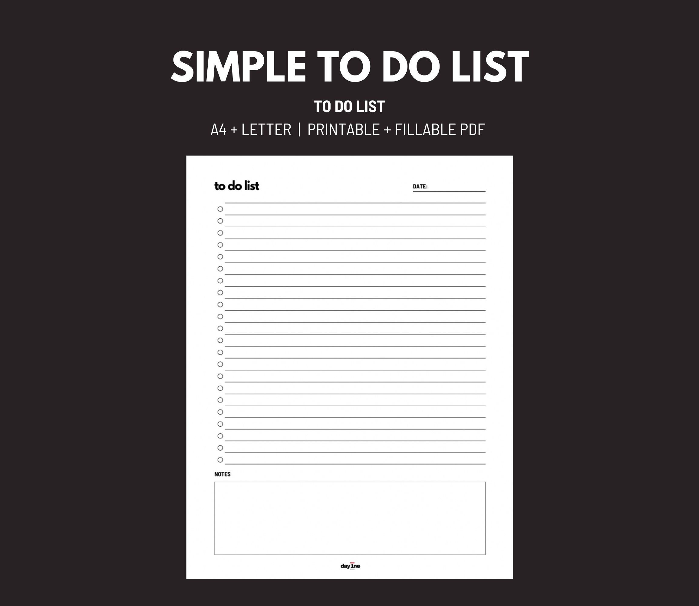 Simple to Do List Printable, Simple Tasks List Template, Productivity ...