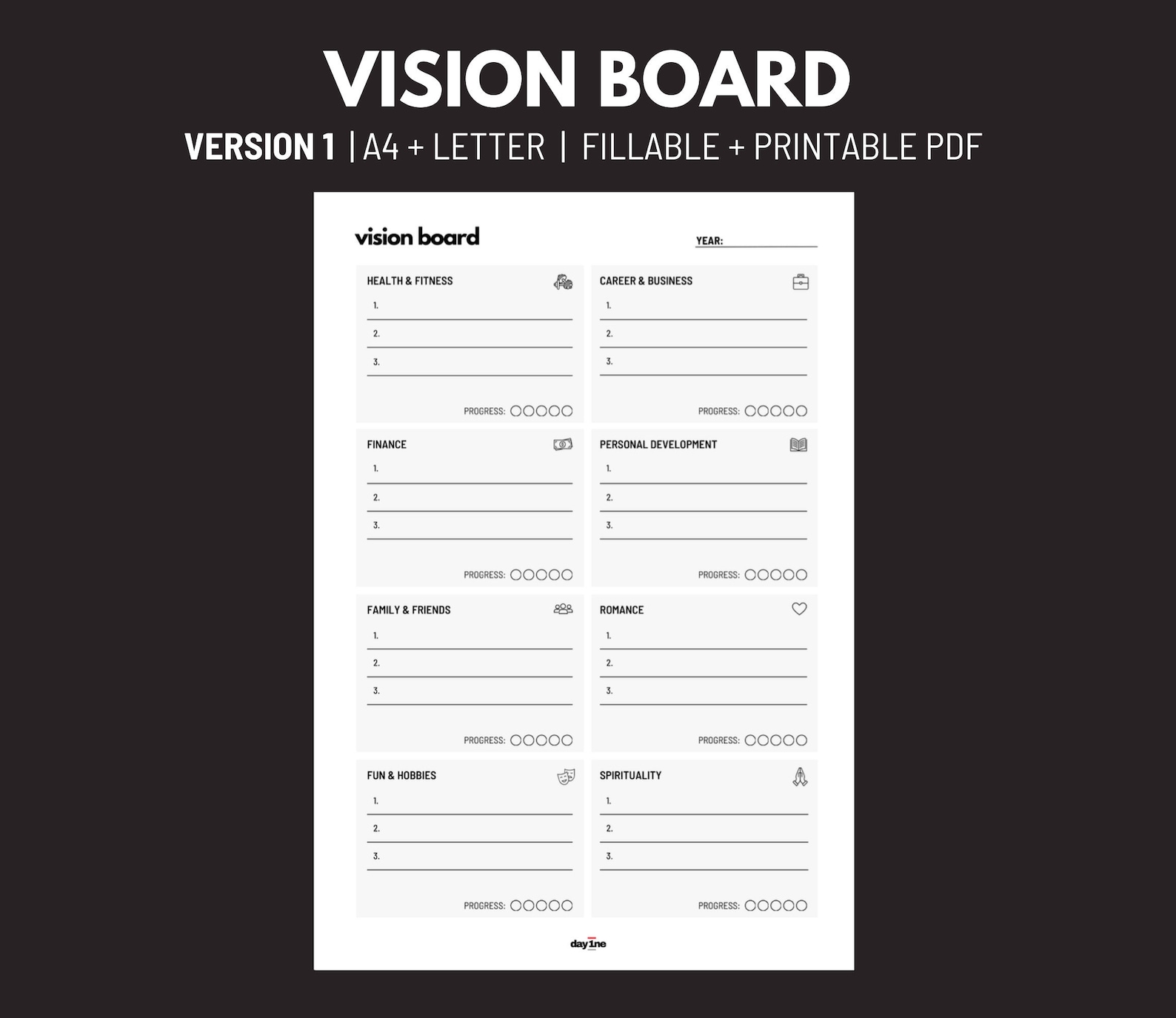Vision Board Template, Vision Board Planner, Vision Board Guide, Vision ...