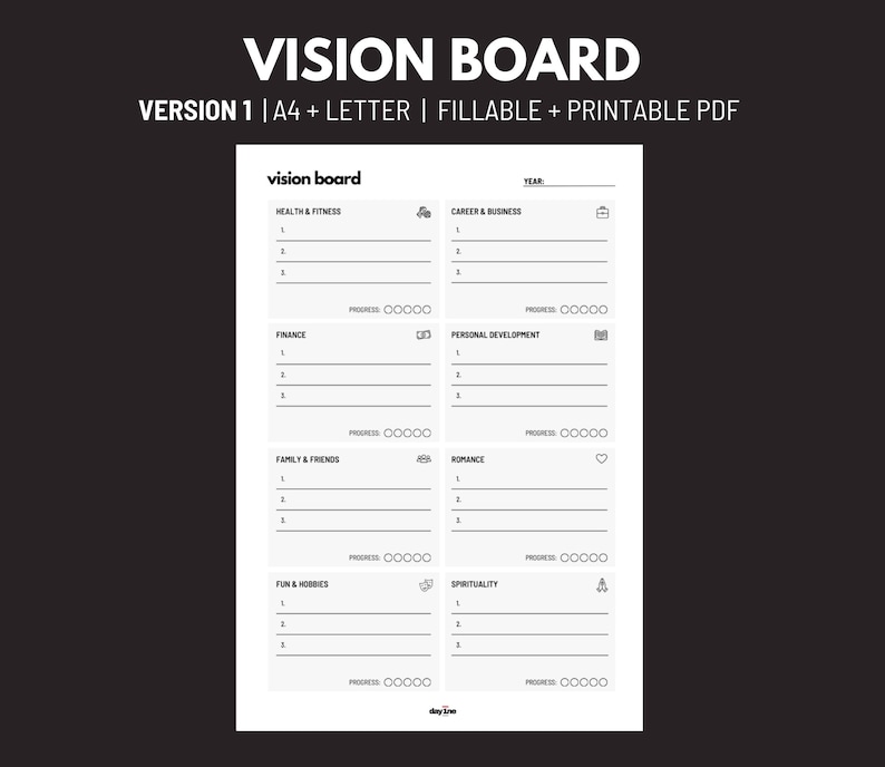 Vision Board Template, Vision Board Planner, Vision Board Guide, Vision ...