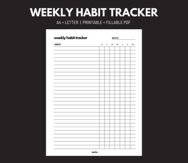 Monthly and Weekly Habit Trackers, Printable/fillable Template, Monthly ...