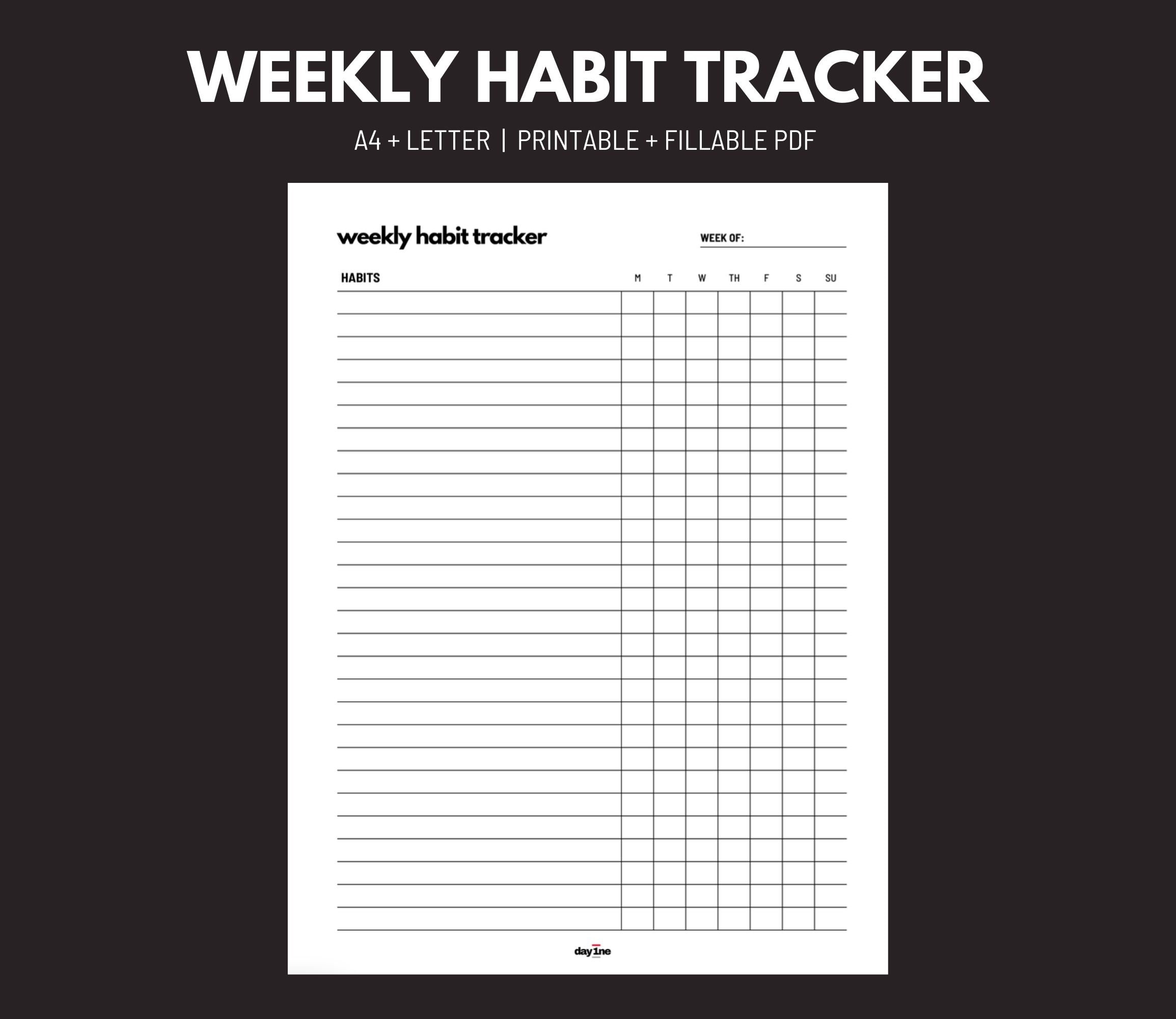 Monthly and Weekly Habit Trackers, Printable/fillable Template, Monthly ...