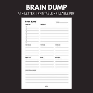 Brain Dump Template, Thought Organizer, ADHD Planner (printable ...
