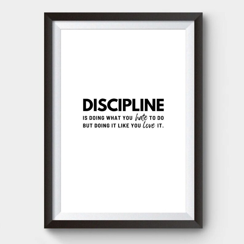 Discipline - Minimalist Motivational Print, Inspiration, Office Decor ...