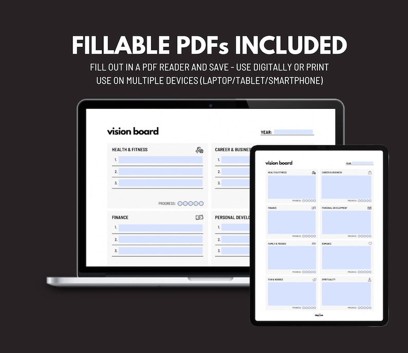 Vision Board Template, Vision Board Planner, Vision Board Guide, Vision ...