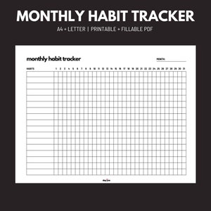 Monthly and Weekly Habit Trackers, Printable/fillable Template, Monthly ...