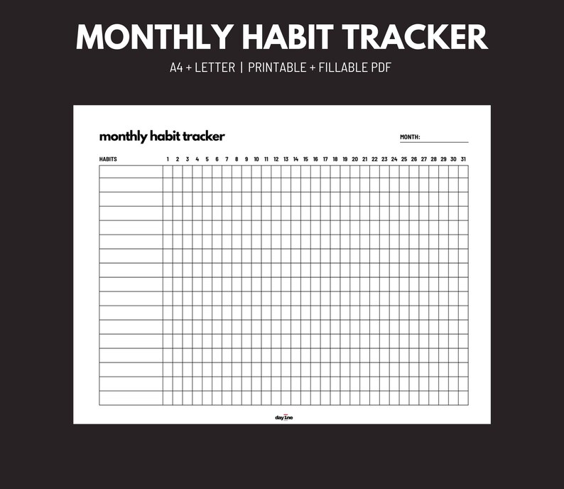 Monthly and Weekly Habit Trackers, Printable/fillable Template, Monthly ...