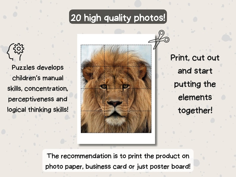 12 Pieces Puzzles for Kids, Animal Puzzles for Children, Printable ...