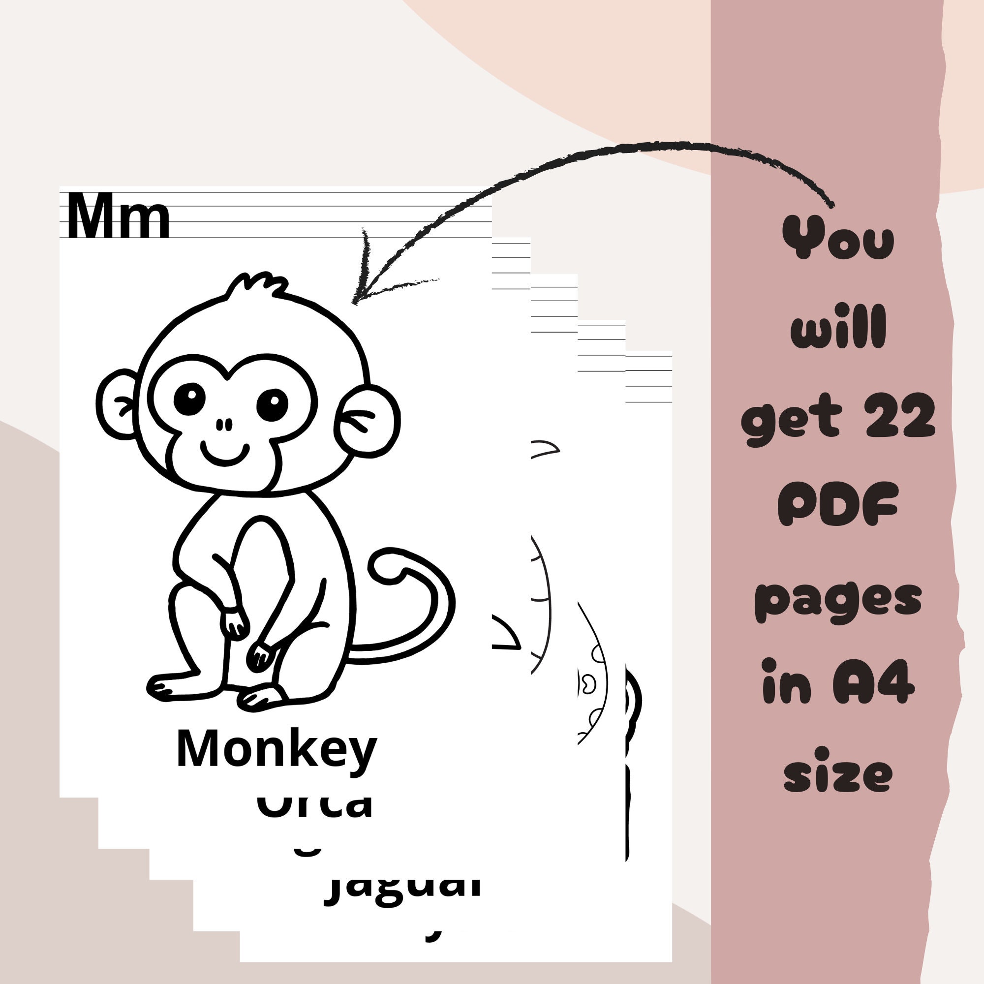 20 Printable Alphabet Animals Coloring Pages, Coloring Book, Writing ...