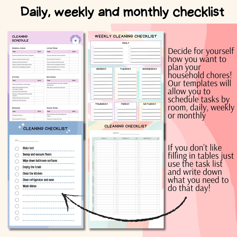 Editable Cleaning Checklist Bundle, Printable Cleaning Planner, Kids ...