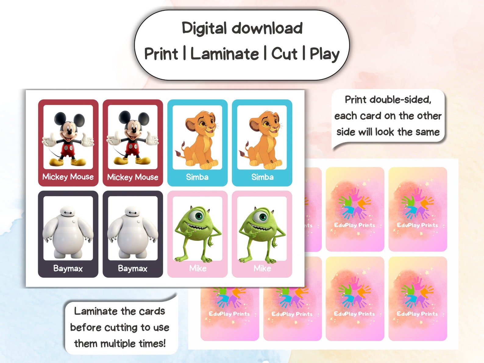 Montessori Memory Matching Game, Memory Cards, Card Game, Memory Flash ...