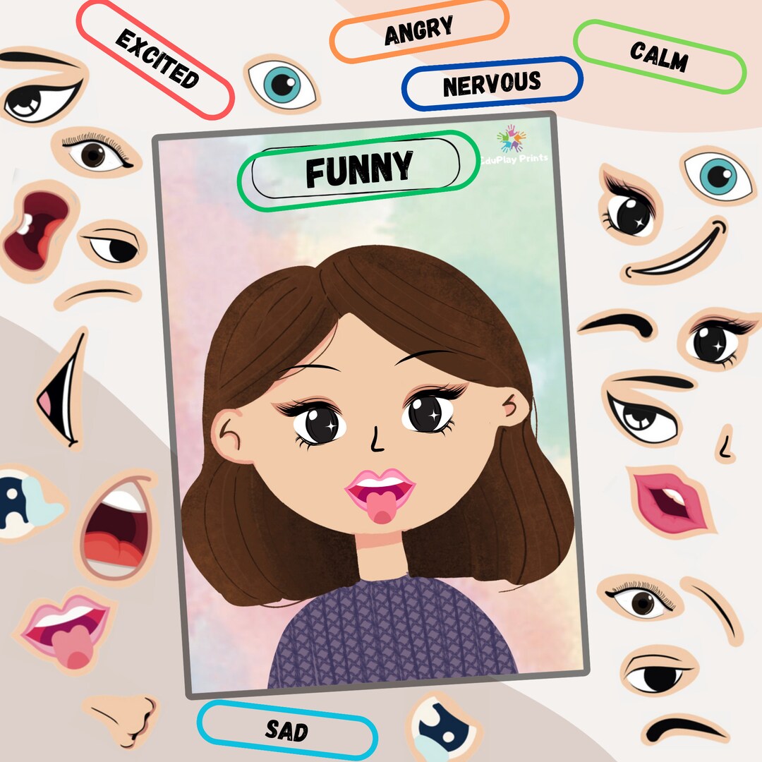 Printable Emotions Activity for Kids Girl Version, Printable File ...