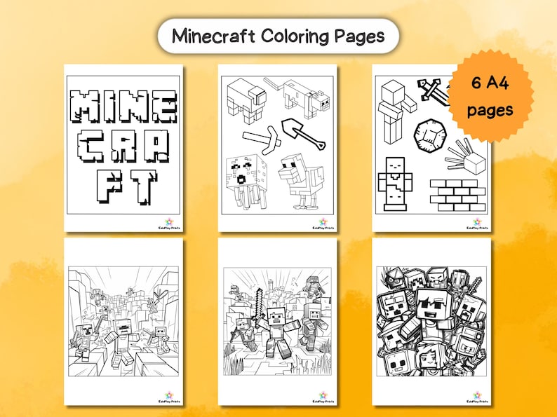 6 Printable Minecraft Coloring Pages, Coloring Book, Kids Activities ...