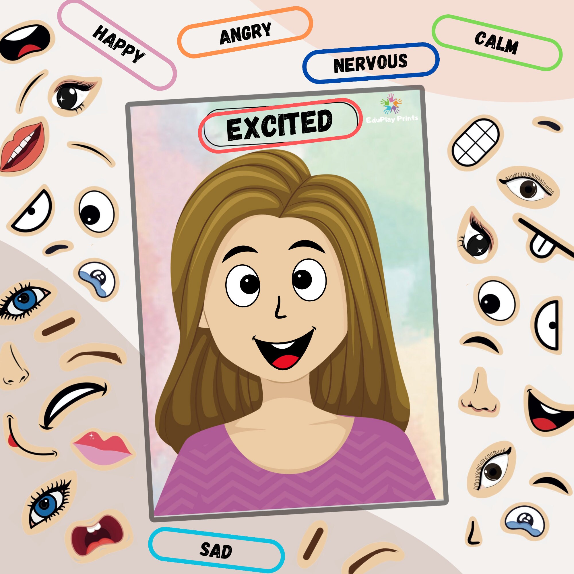 Printable Emotions Activity for Kids - Girl, Preschool Activities ...