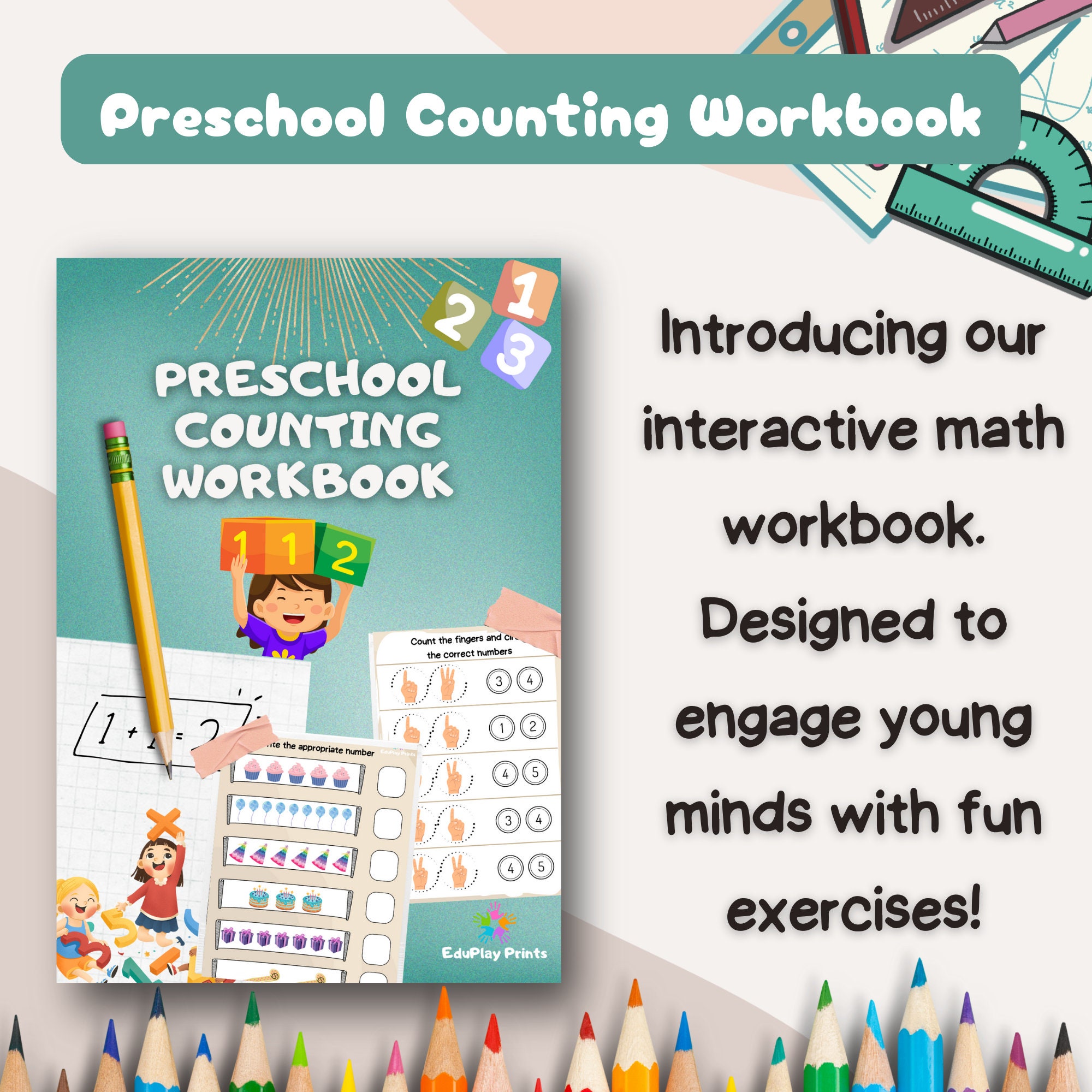 10 Printable Counting Workbook, Homeshool, Preschool, Teacher, Math ...