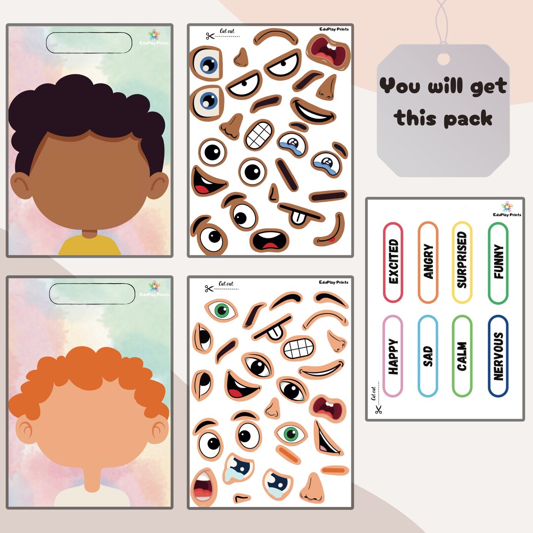 Printable Emotions Activity for Kids - Boy Version, Preschool ...