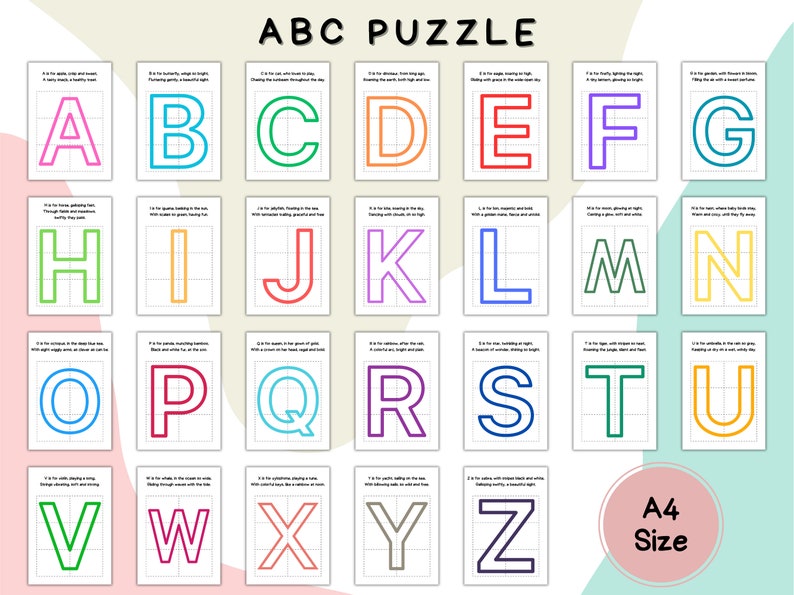Montessori Printable ABC Puzzle Preschool Toddlers Activity Kids ...