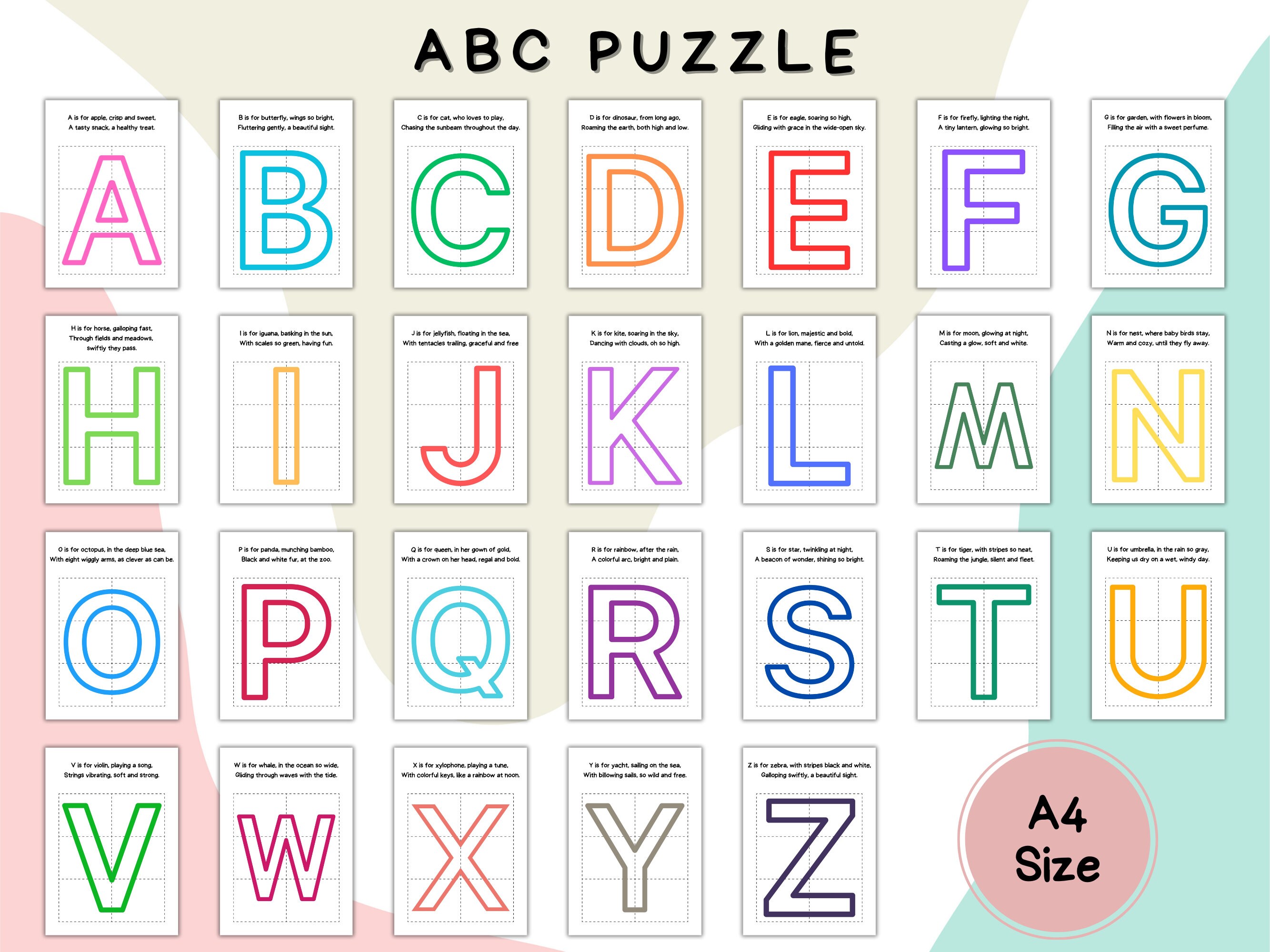 Montessori Printable ABC Puzzle Preschool Toddlers Activity Kids ...