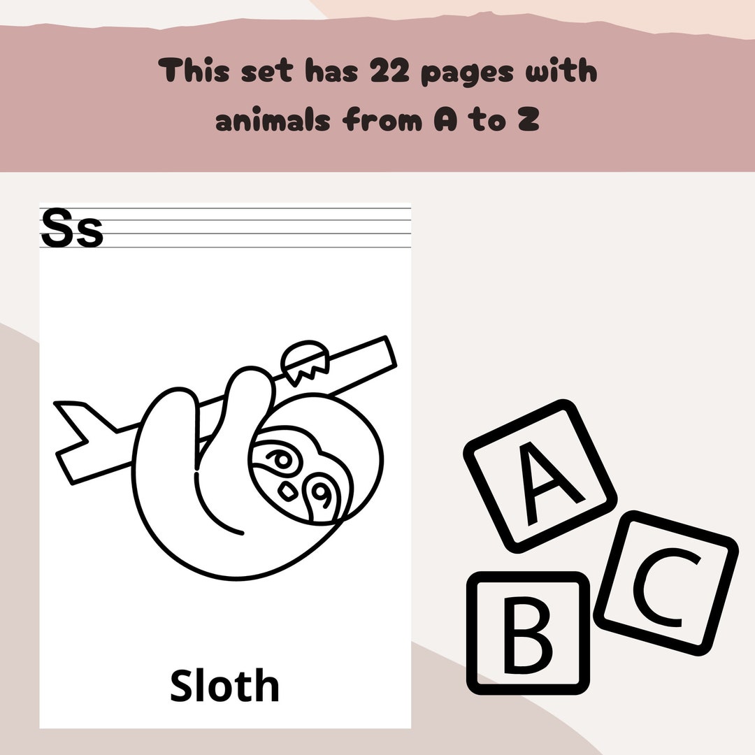 20 Printable Alphabet Animals Coloring Pages, Coloring Book, Writing ...