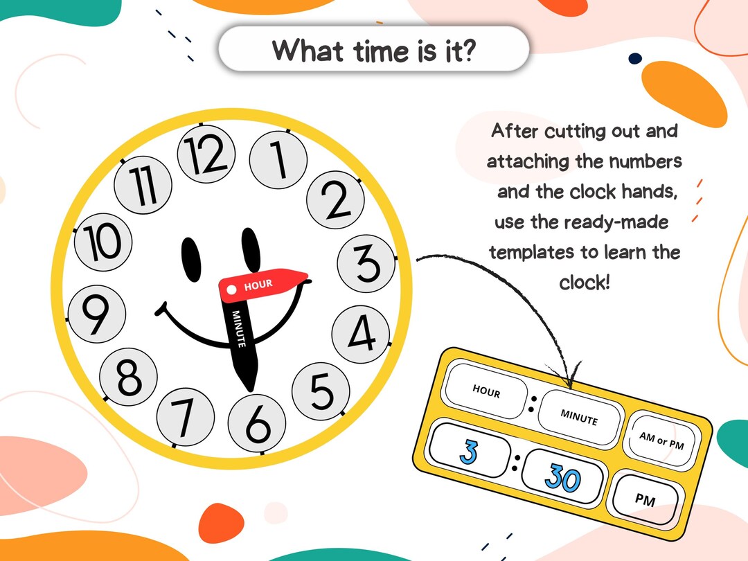 Montessori Clock Puzzle, Telling Time Worksheets, Clock Exercises, DIY ...