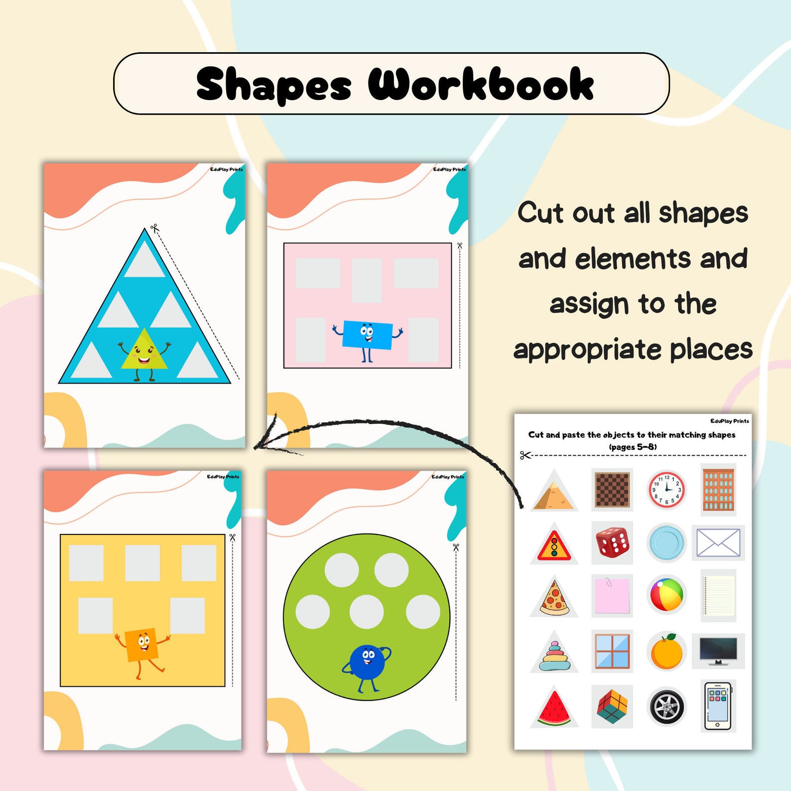 Printable Shapes Workbook, Preschool Activities, Worksheet for Kids ...