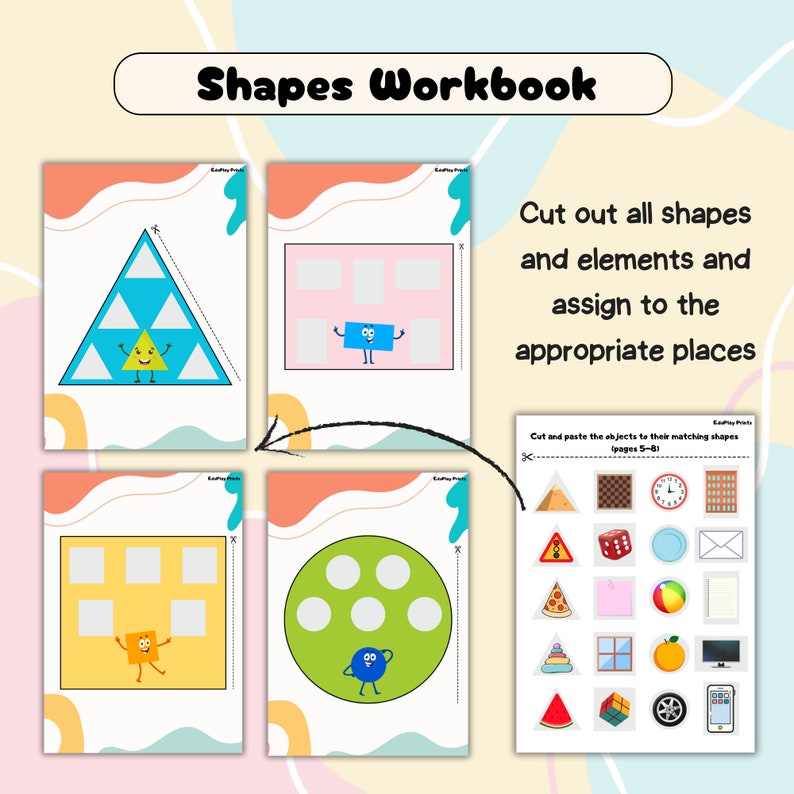 Printable Shapes Workbook, 9 A4 Pages, Preschool, Worksheets for Kids ...