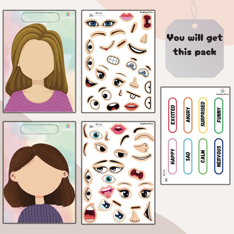 Printable Emotions Activity for Kids - Girl, Preschool Activities ...