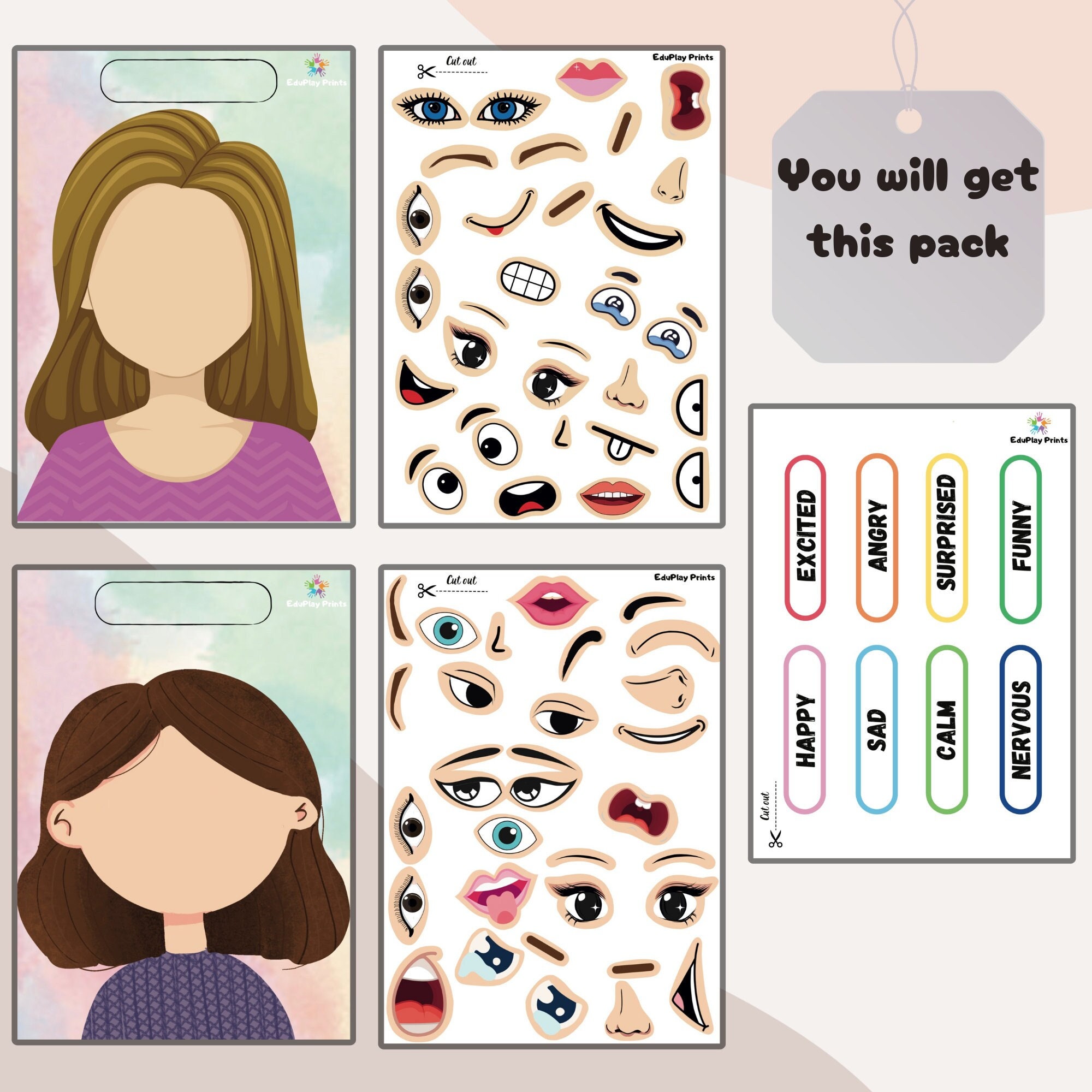 Printable Emotions Activity for Kids - Girl, Preschool Activities ...