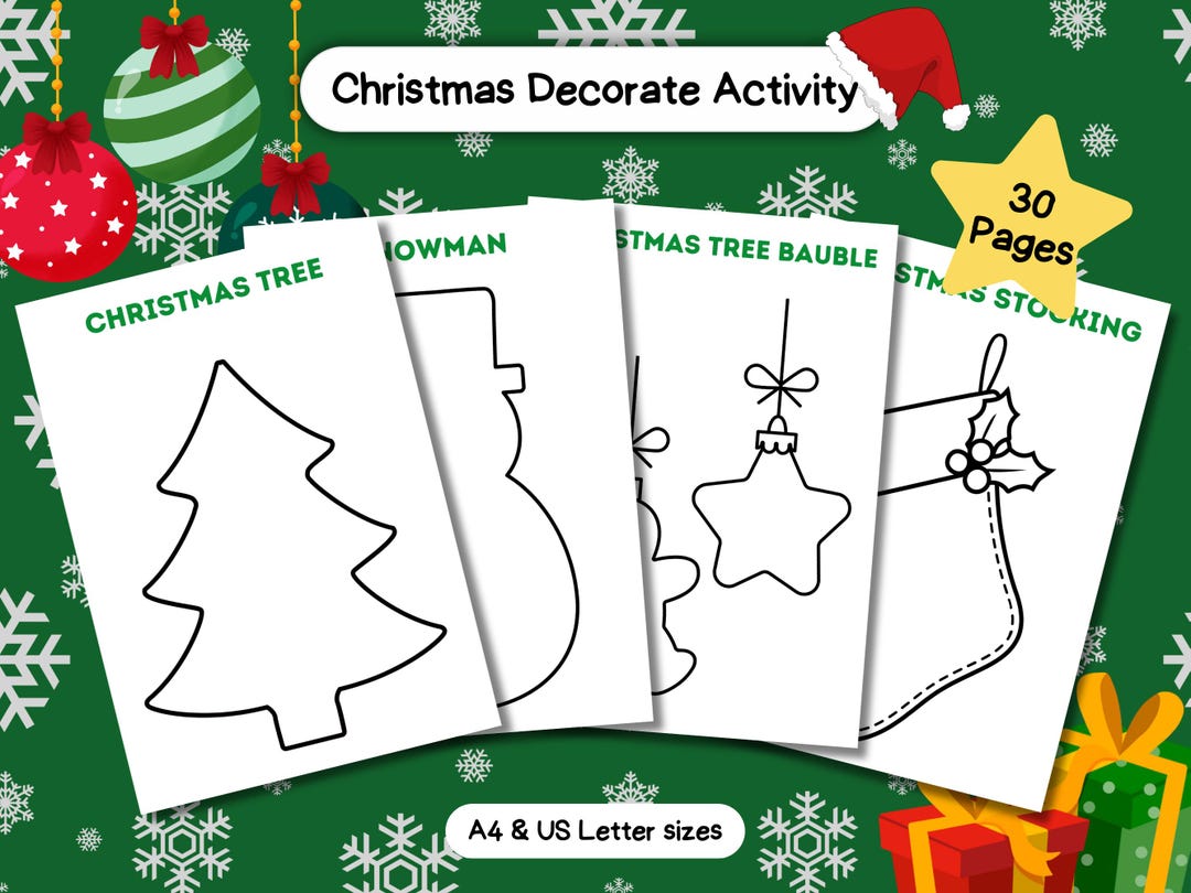 30 Christmas Decorate Activity, Christmas Craft Pages Printable ...