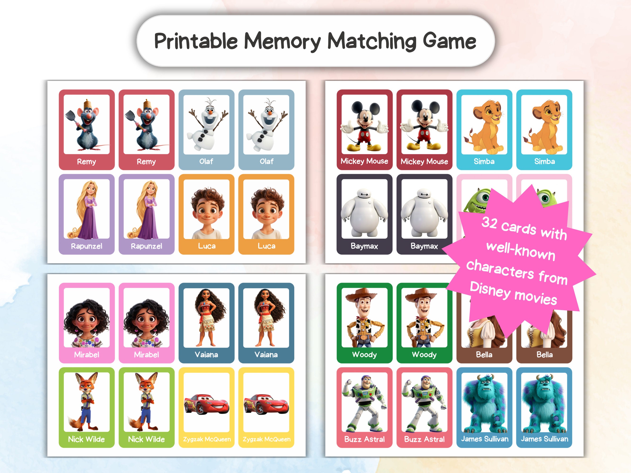 Montessori Memory Matching Game, Memory Cards, Card Game, Memory Flash ...