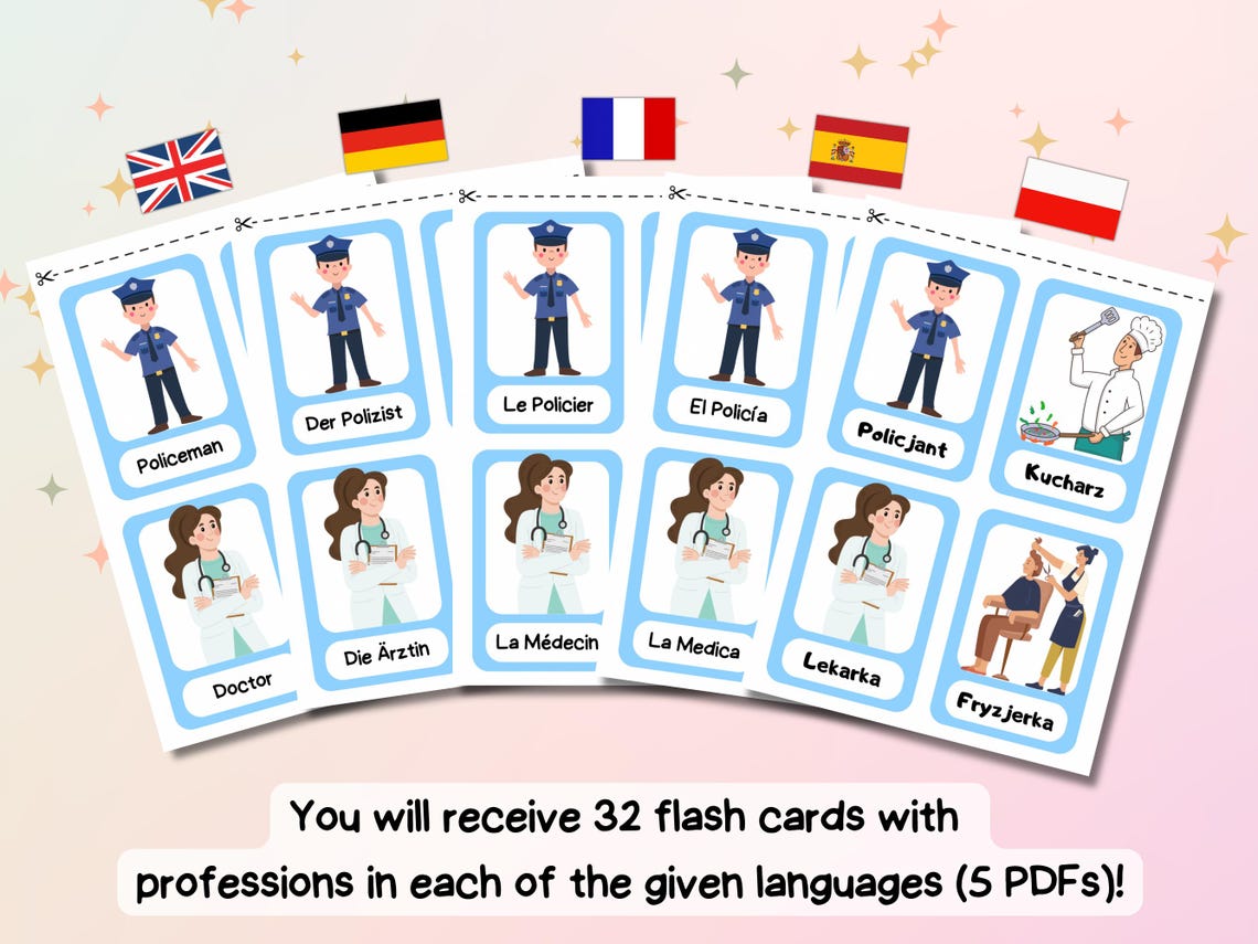 32 Professions Flashcards for Kids, Occupations Flash Cards, Children ...